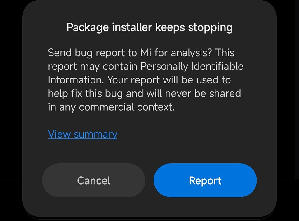 Package installer keep stopping - F-Droid Forum